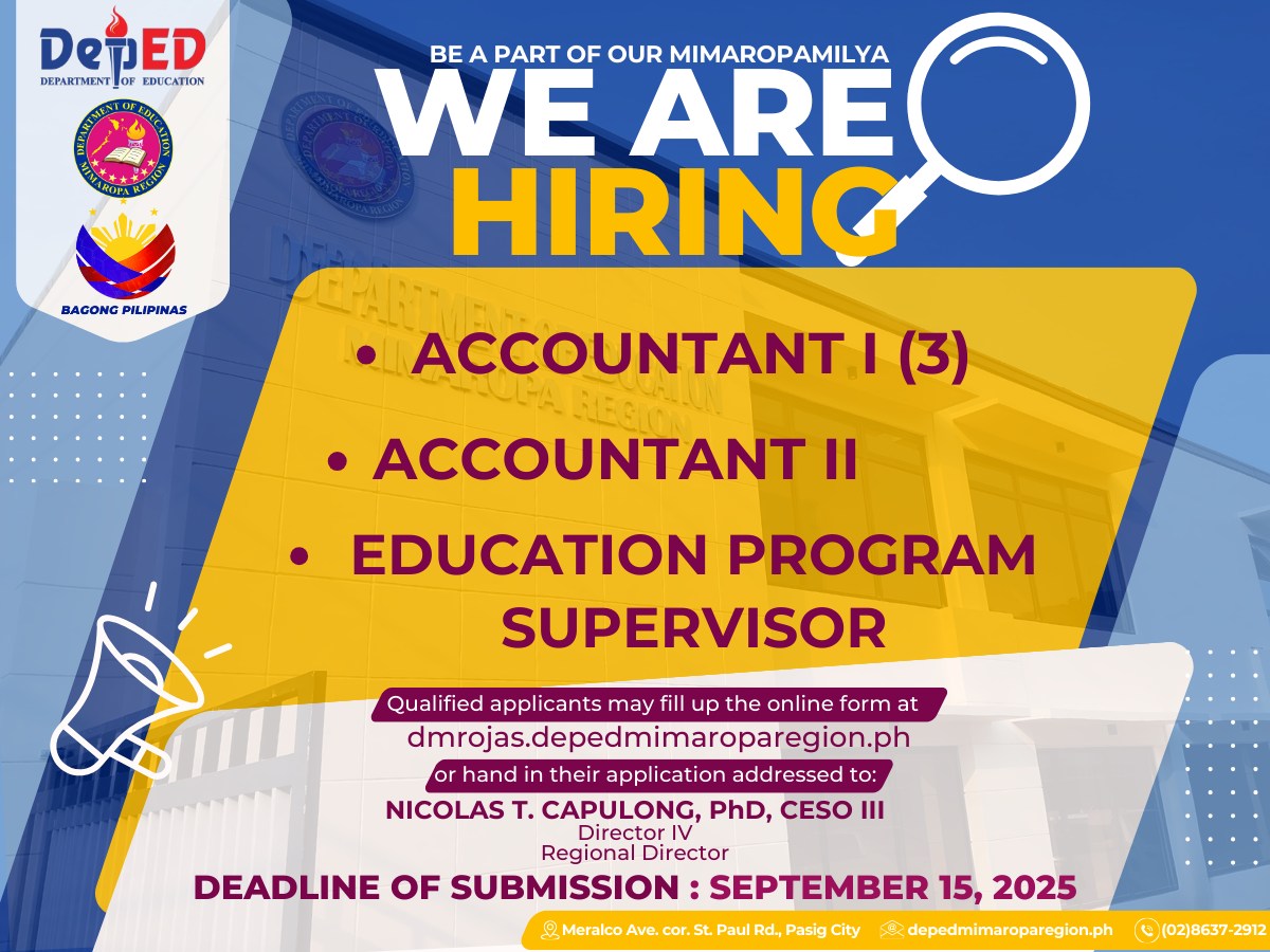 Job Vacancies | Deped MIMAROPA Region